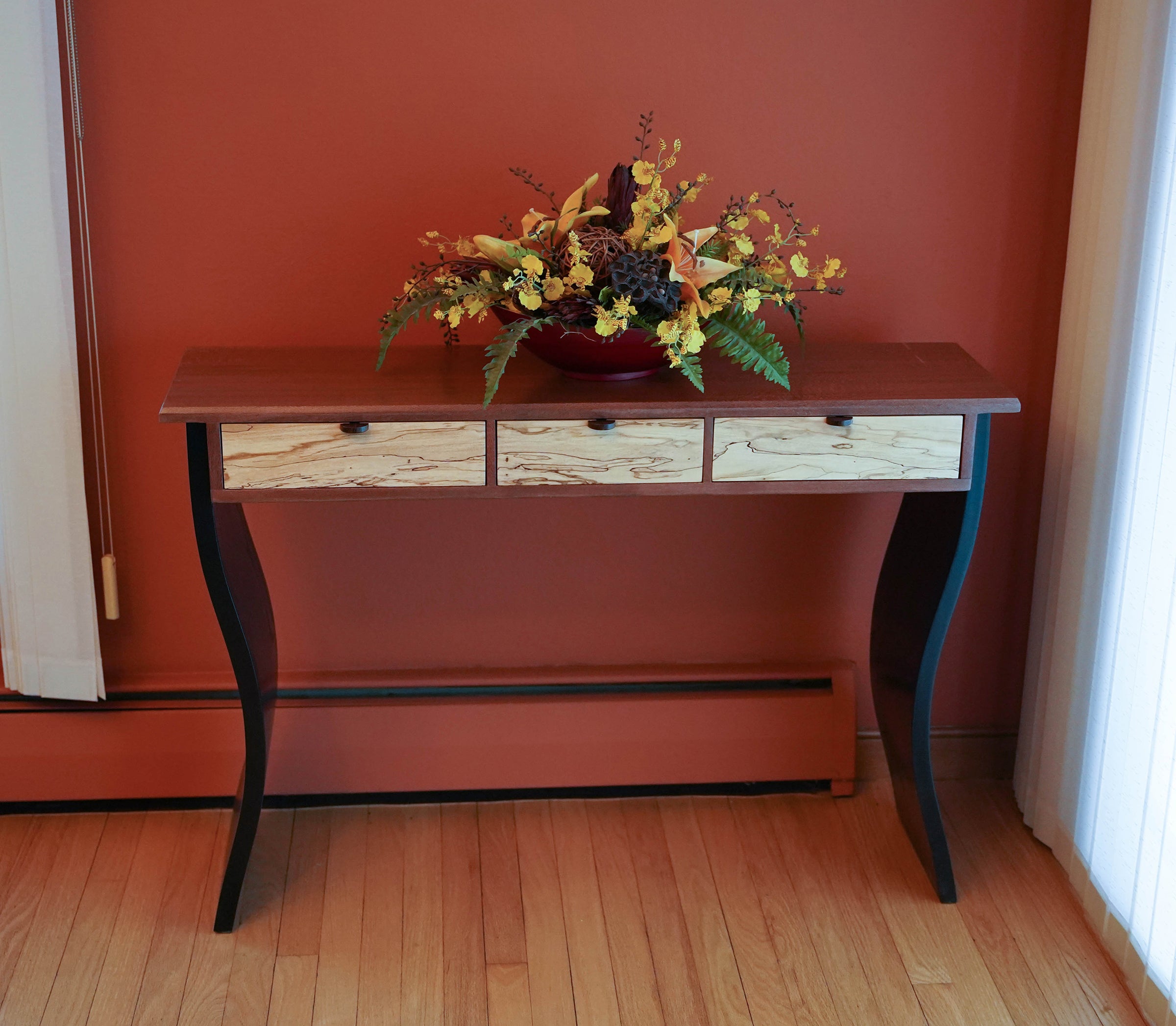 Custom Furniture Side Table, Leopardwood Top – Alan’s Fine Woodworking